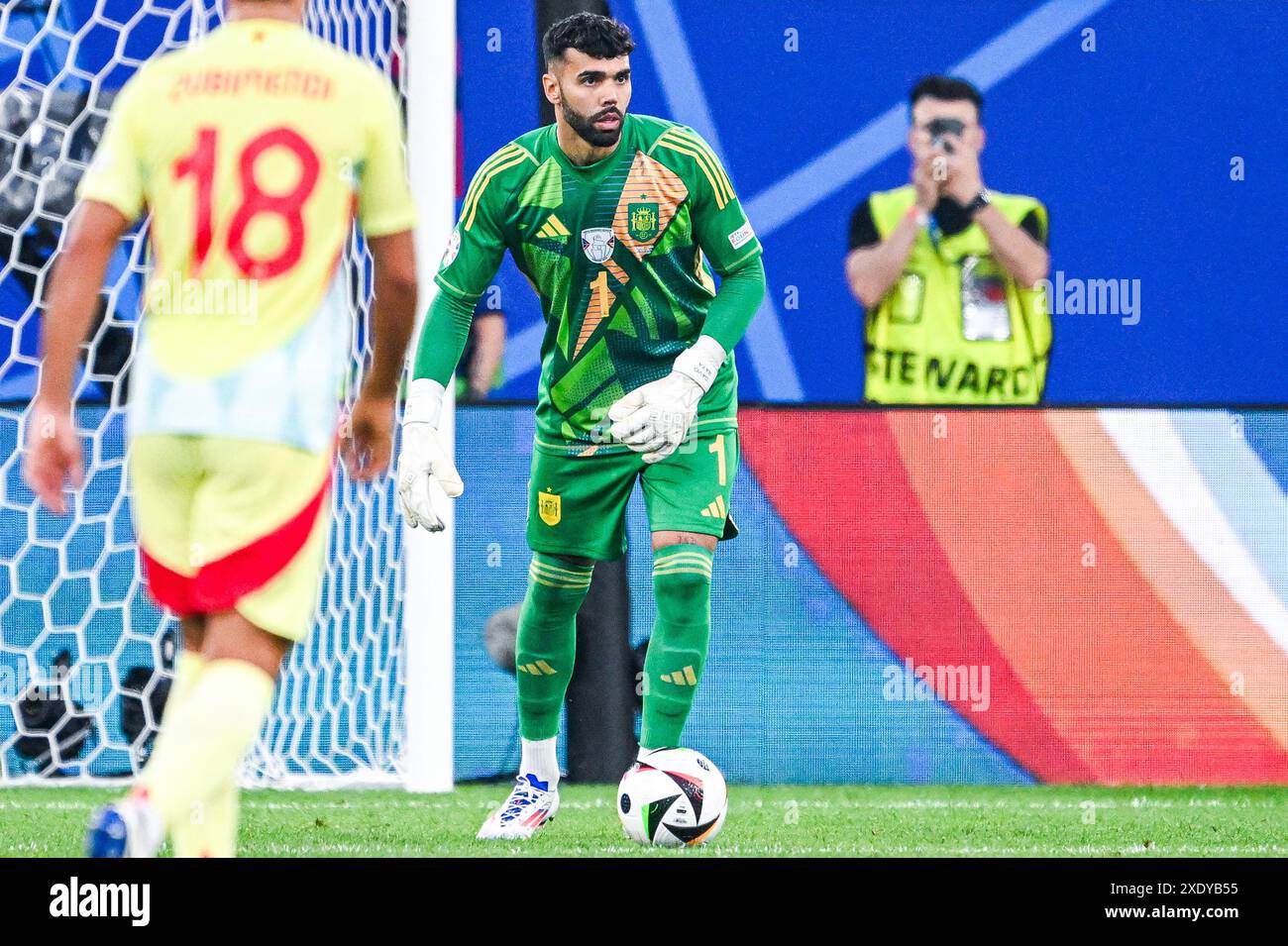 David Raya (1) of Spain during a soccer game between the national teams ...