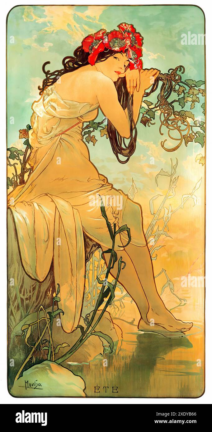 MUCHA Alfons Maria (1860-1939) - The Seasons Summer 1896 - Art Nouveau ...
