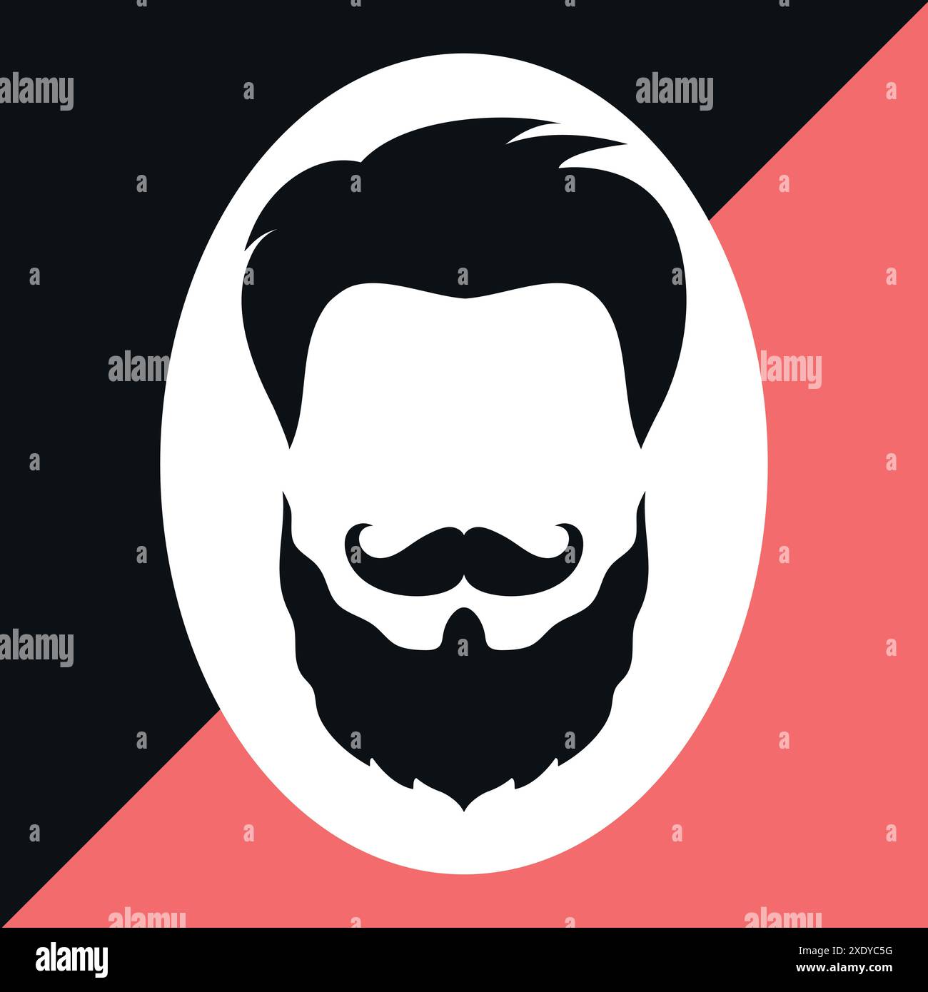Mens hair and beard silhouette. Hipster or retro gentleman logo. Vector ...