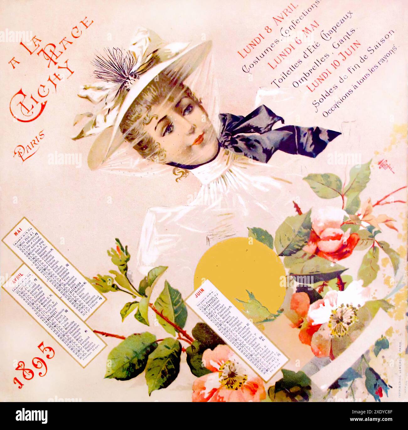 ORAZI Manuel - À La Place Clichy [calendar April May June] 1895 ...