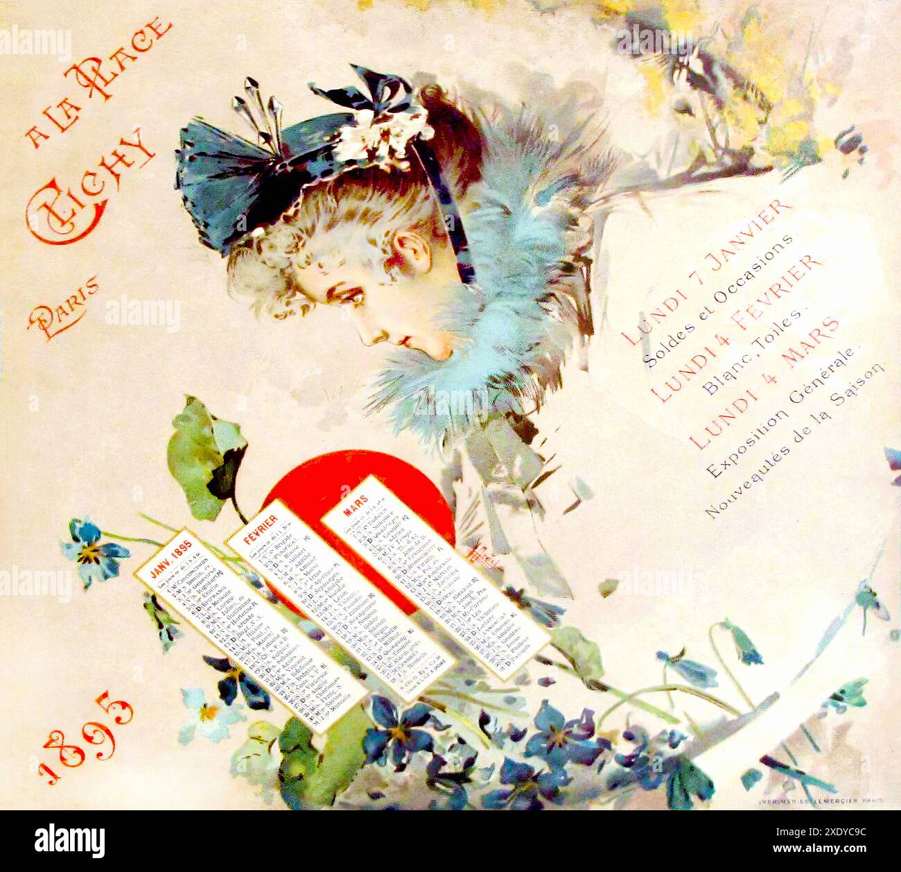 ORAZI Manuel - À La Place Clichy [calendar Jan - Feb - March] 1895 ...