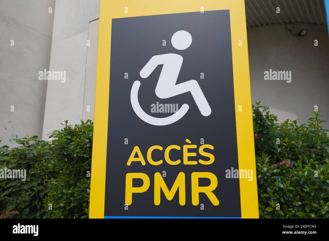 acces pmr sign text french means ramp access for disabled wheelchair ...
