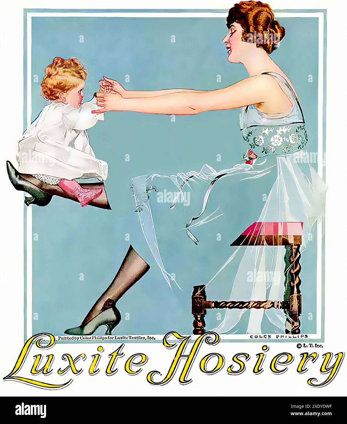 PHILLIPS Coles - Luxite Hosiery 1918 - Vintage illustrated print poster ...