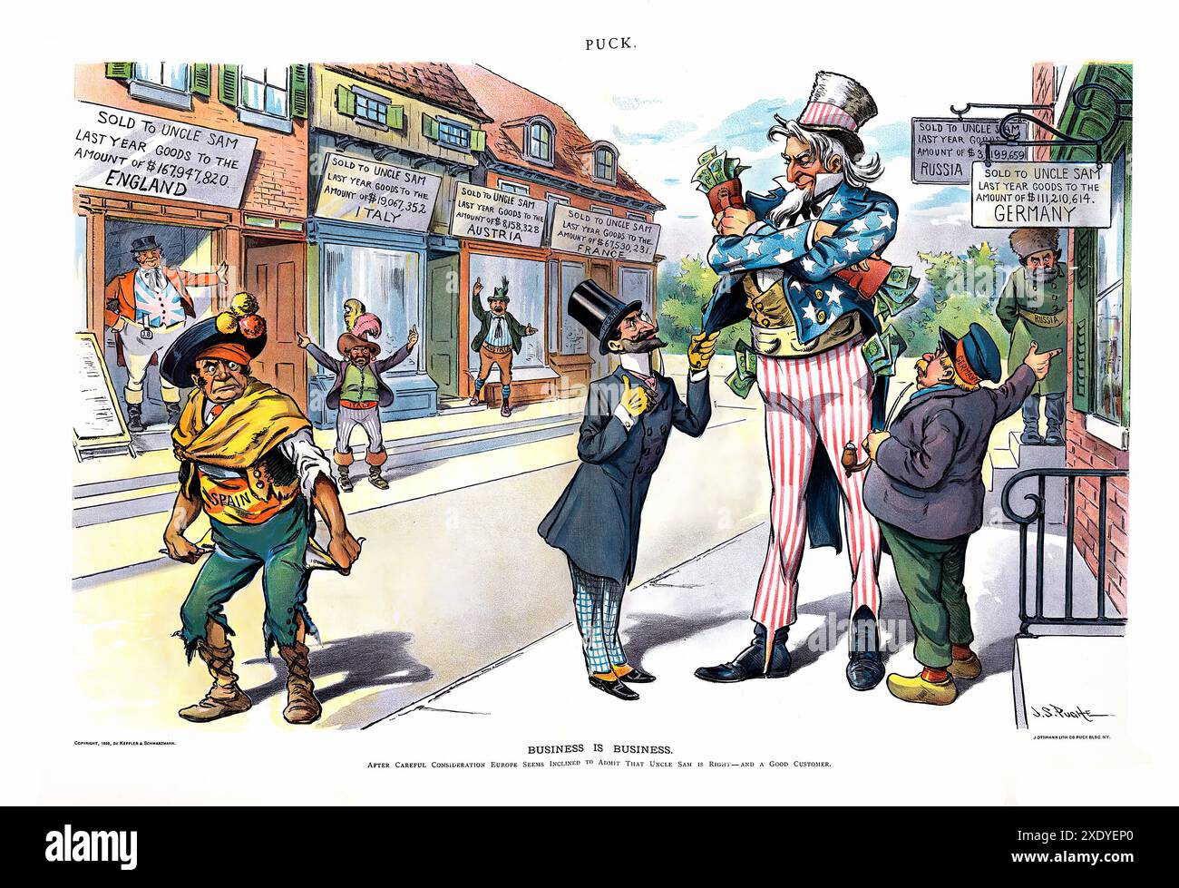 PUGHE John S - Business is Business Puck magazine 1898 Vintage ...