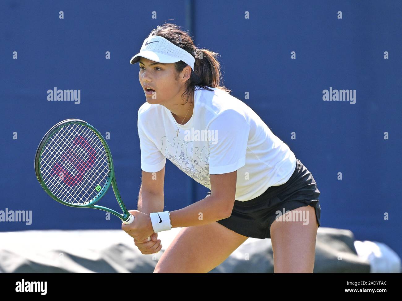Eastbourne, UK, 25 June 2024. Emma Raducanu with her coach, Nick ...