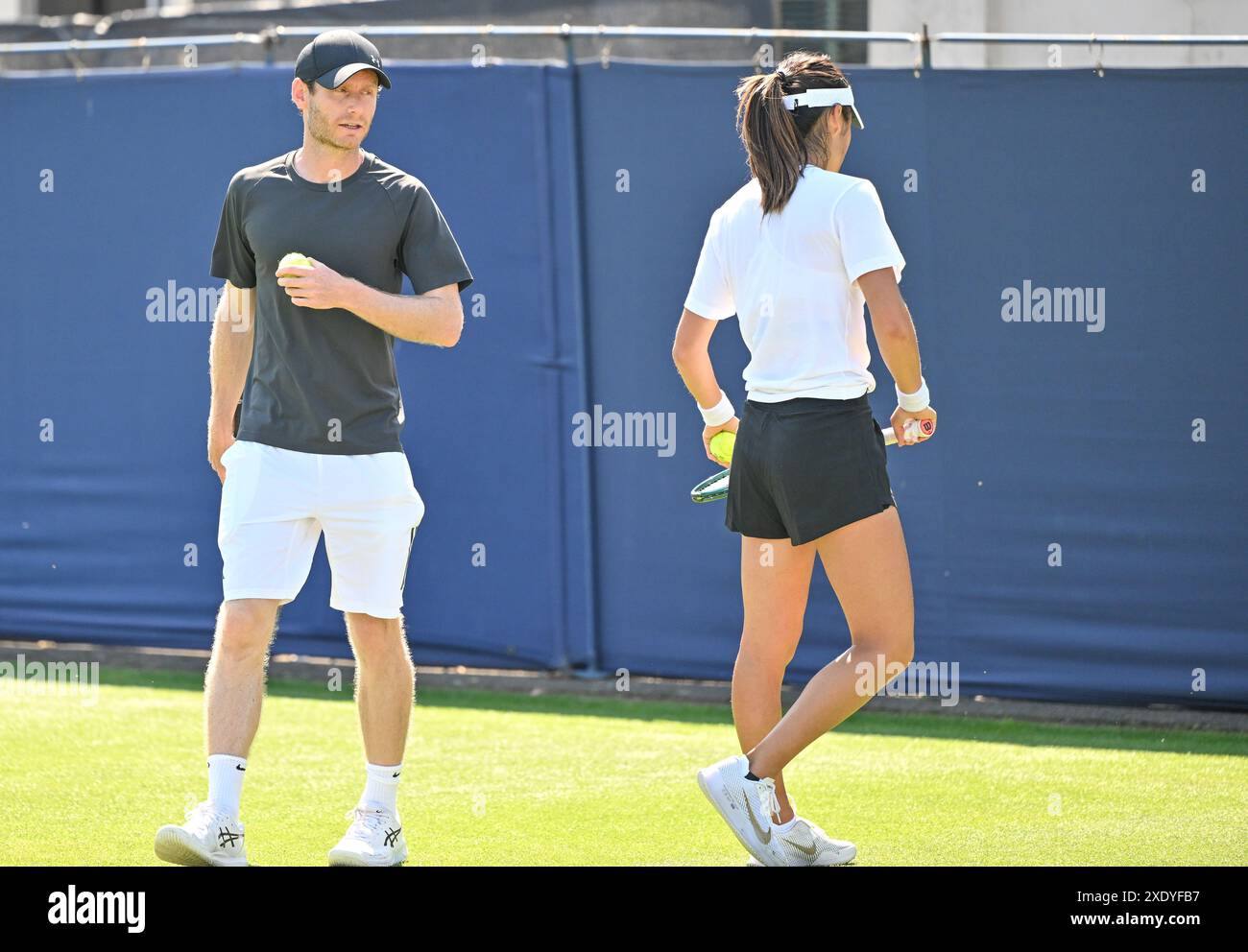 Eastbourne, UK, 25 June 2024. Emma Raducanu with her coach, Nick ...