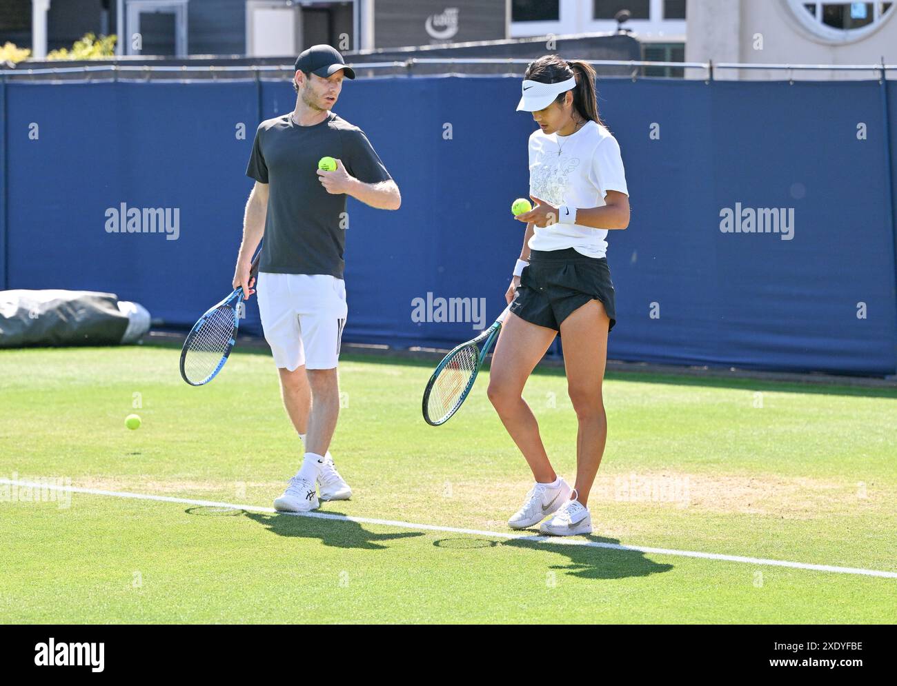 Eastbourne, UK, 25 June 2024. Emma Raducanu with her coach, Nick ...