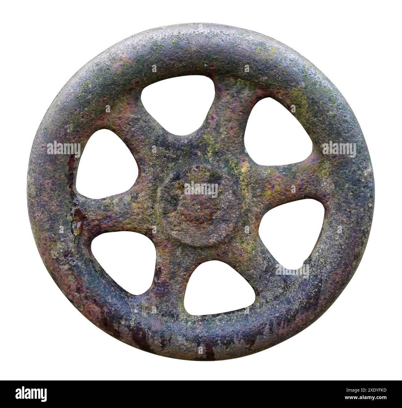 Rusty metal aged wheel from an vintage machinery valve isolated Stock ...