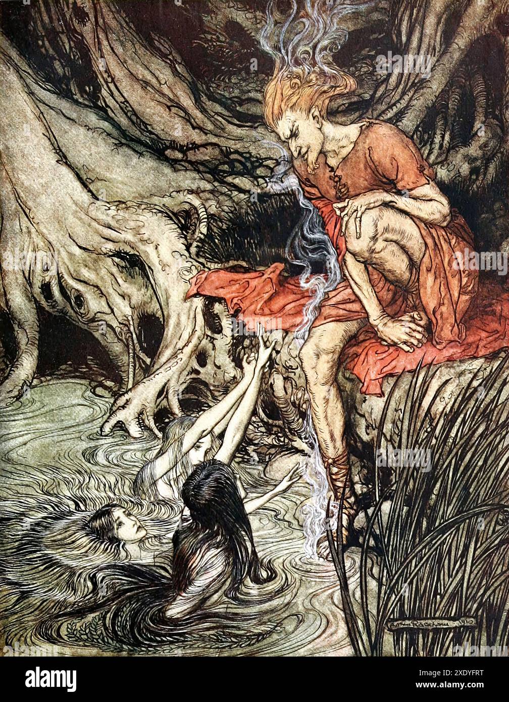 RACKHAM Arthur (1867-1939) - Rhine maidens from The Rhinegold and the ...