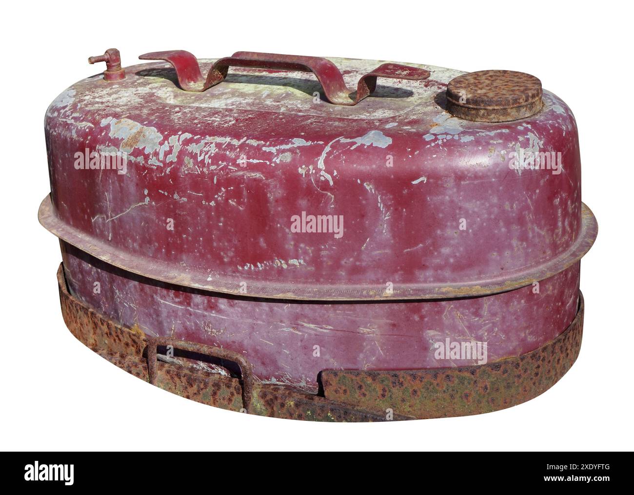Old rusty vintage metal red steel tank for diesel fuel from ...