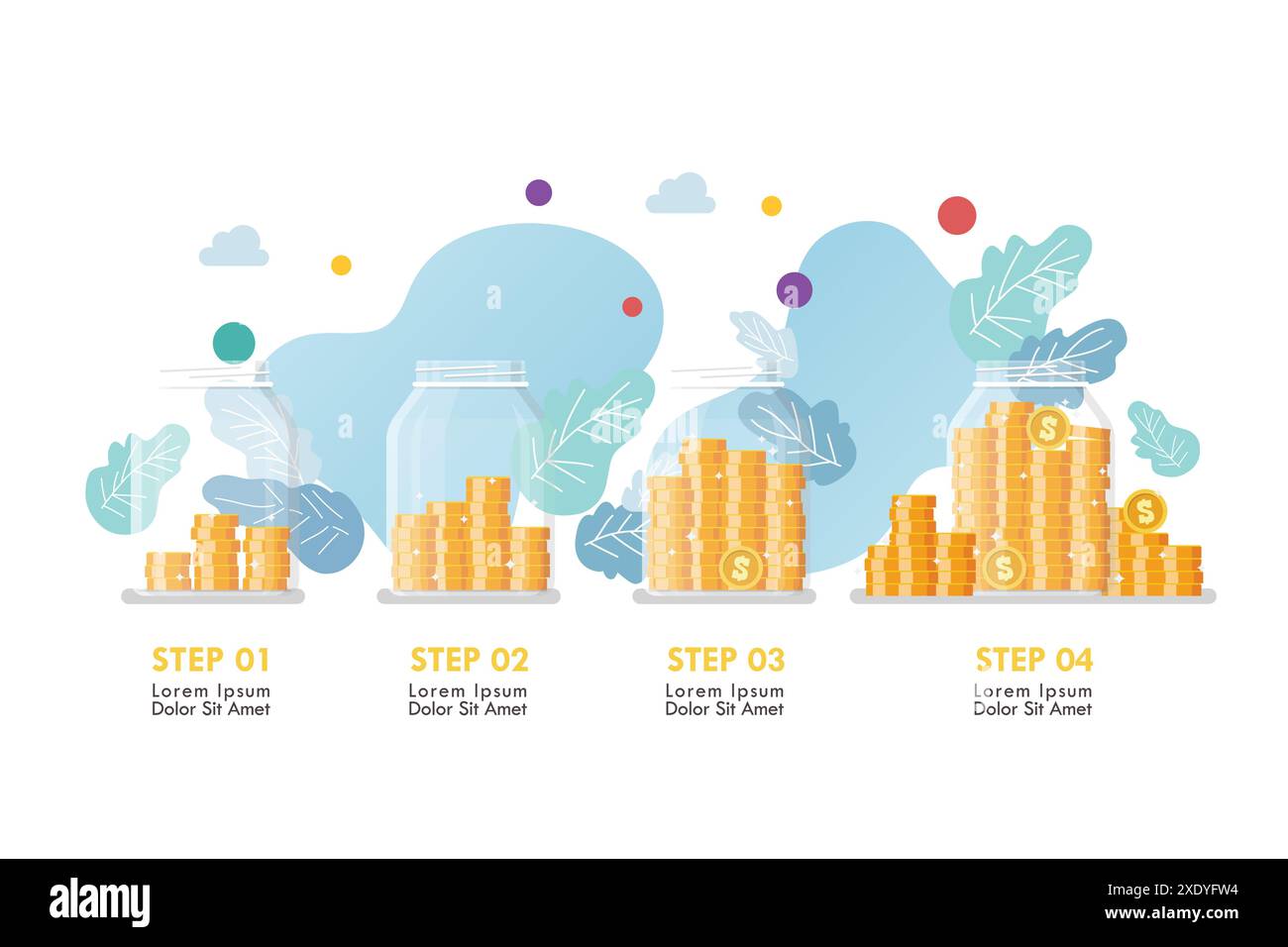 Infographic of Step money in glass jars. business concept. Vector ...