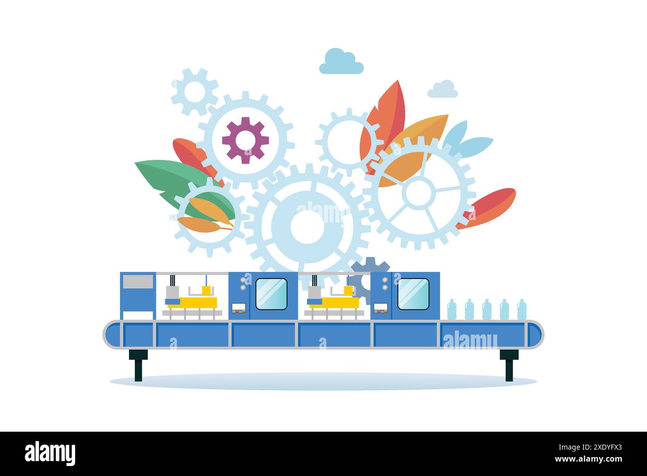 Automation belt machine with mechanic gear background. vector ...