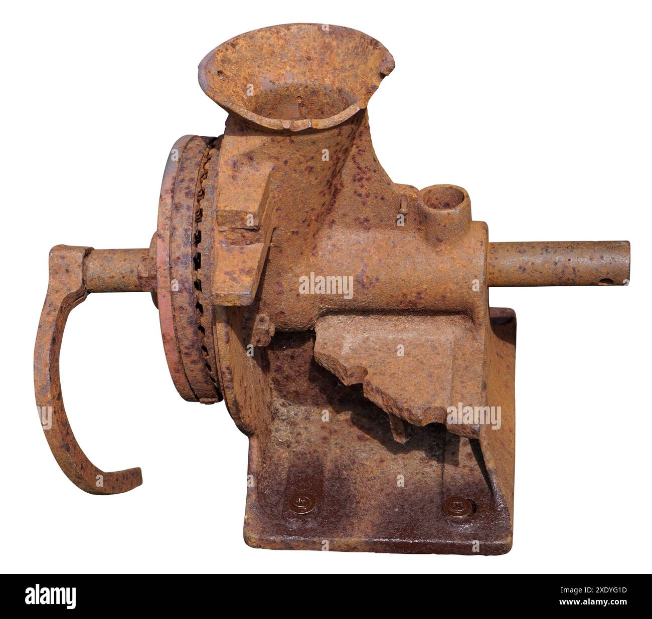 Vintage rusty manual machine for grinding coffee beans and cereals ...