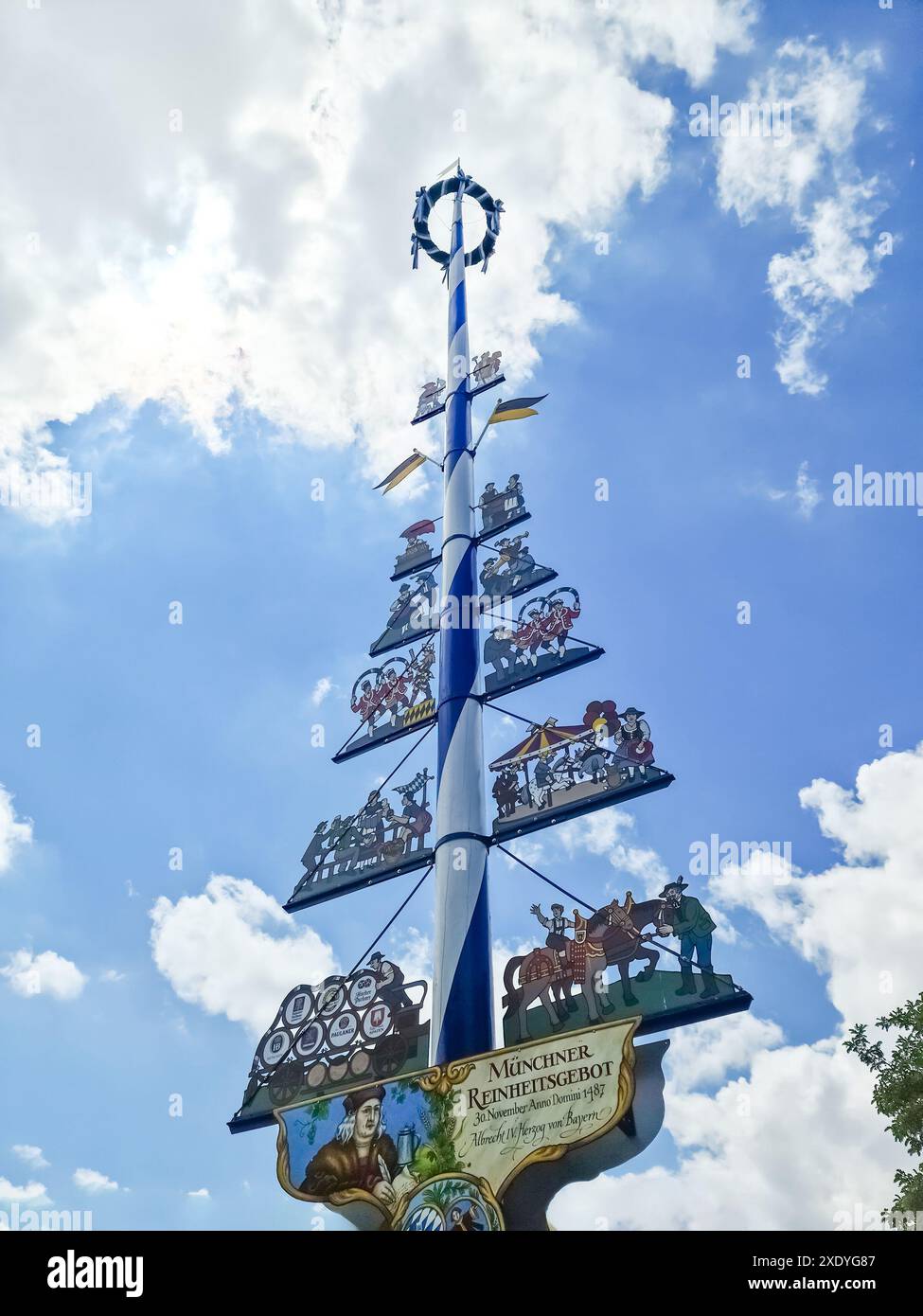 Munich, Germany - 22 June 2024: The famous large maypole at the ...