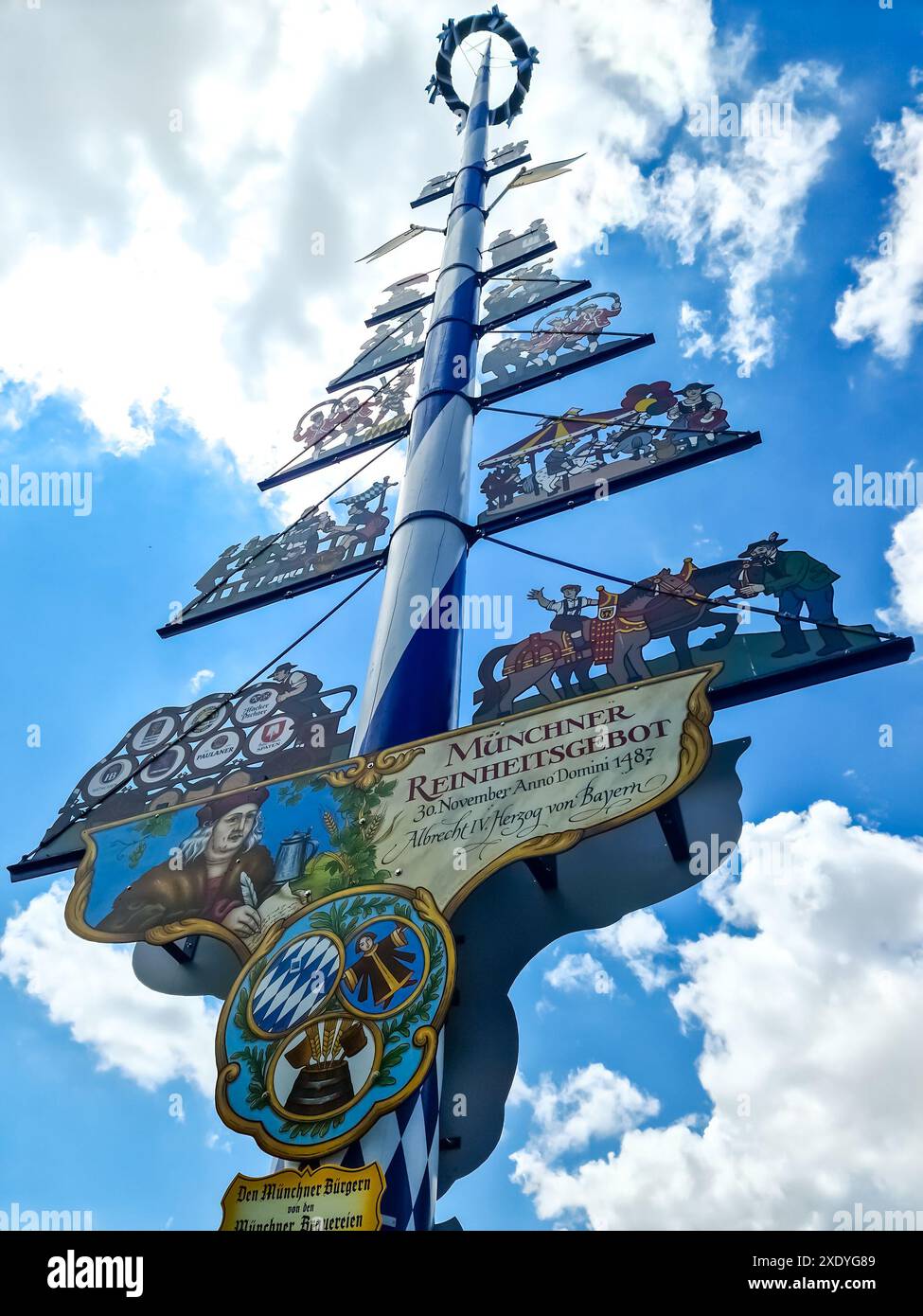 Munich, Germany - 22 June 2024: The famous large maypole at the ...