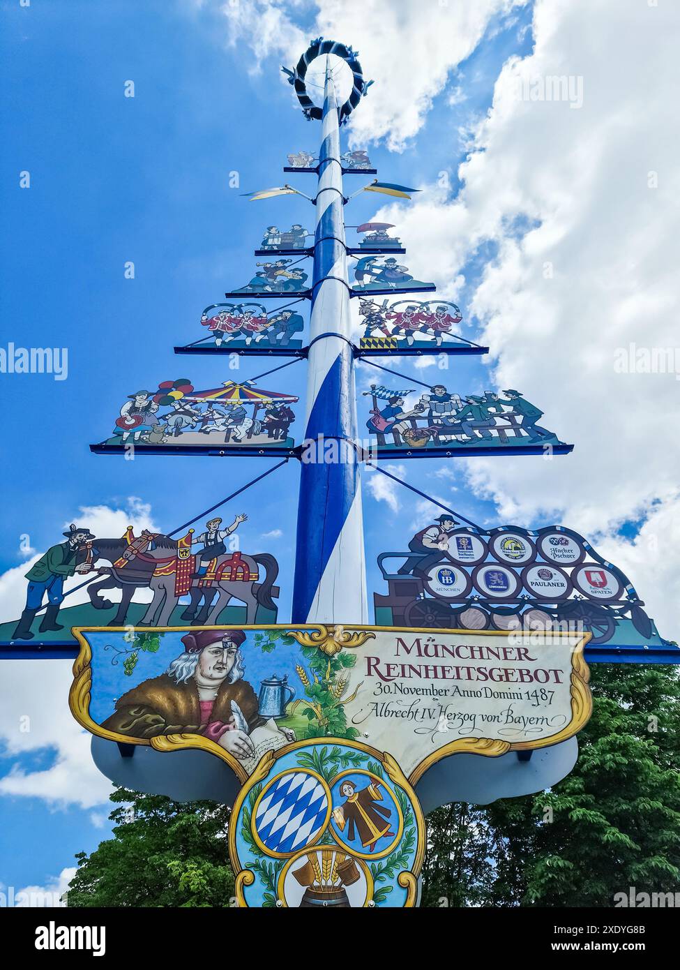 Munich, Germany - 22 June 2024: The famous large maypole at the ...
