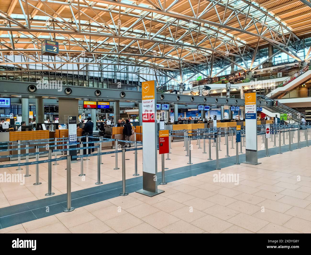 Hamburg, Germany - 22 June 2024: The terminal hall of Hamburg Airport ...