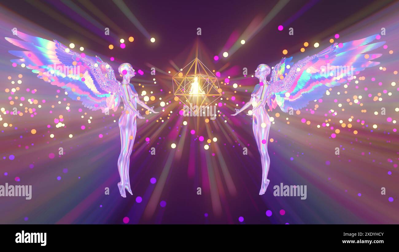 3d illustration of a meditative astral angelic ritual Stock Photo - Alamy