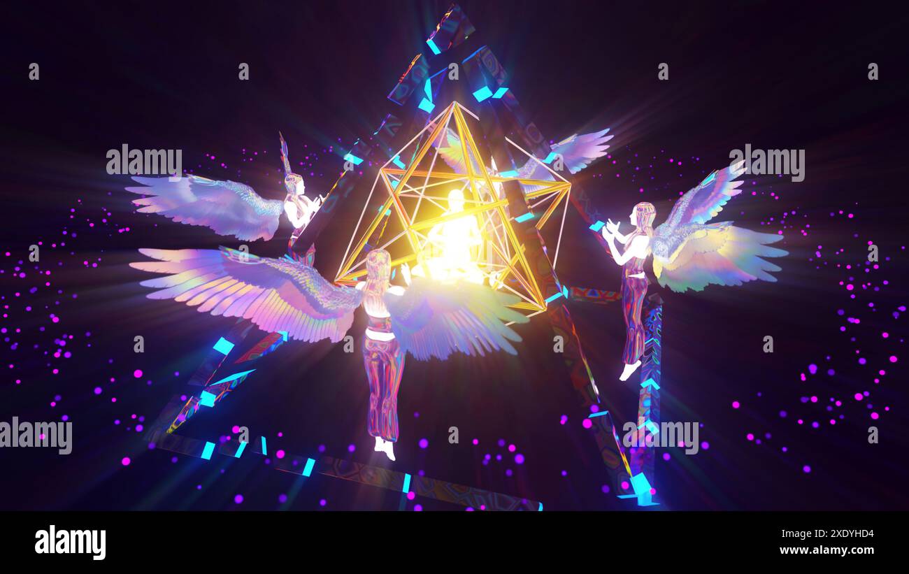 3d illustration of a meditative astral angelic ritual Stock Photo - Alamy