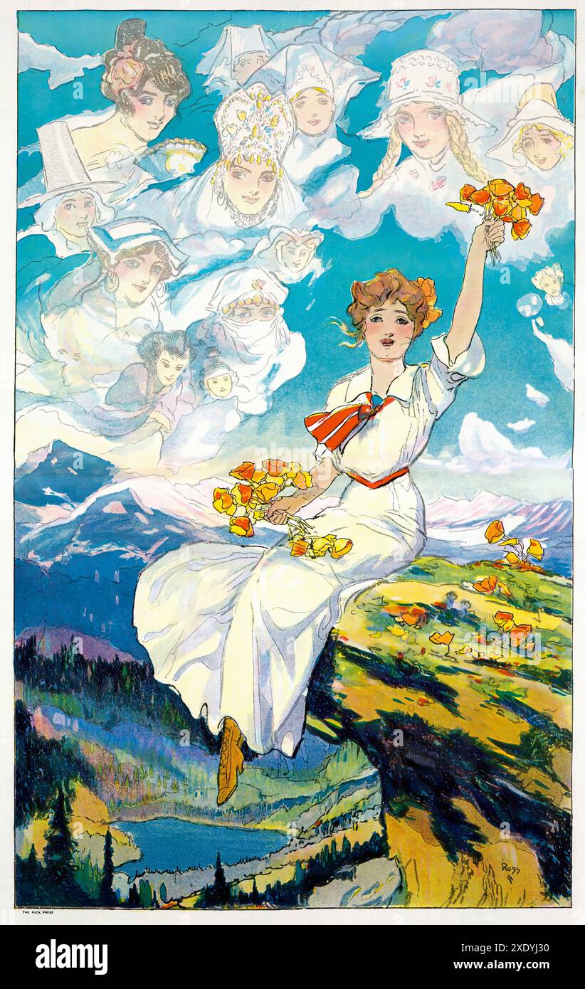 ROSS Gordon - See America First Puck 1911 Vintage illustrated print ...