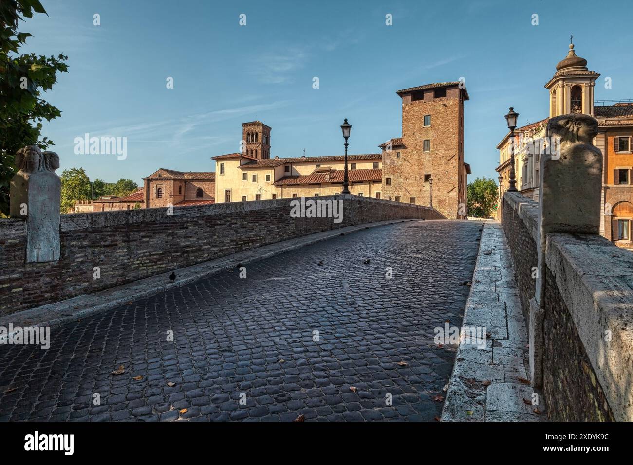Ancient Fabricius bridge on the Tiber river, Rome, Italy Stock Photo ...