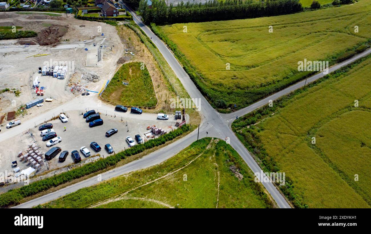Aerial view of the junction of Ellens Road, Cross Road, Station Drive and Coldblow lane, showing ...