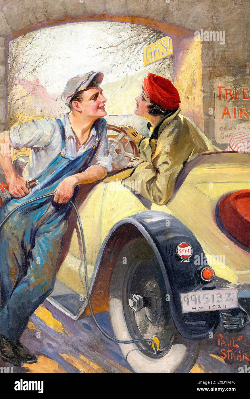 STAHR Paul - Filling Station c - 1924 - Vintage illustrated print ...