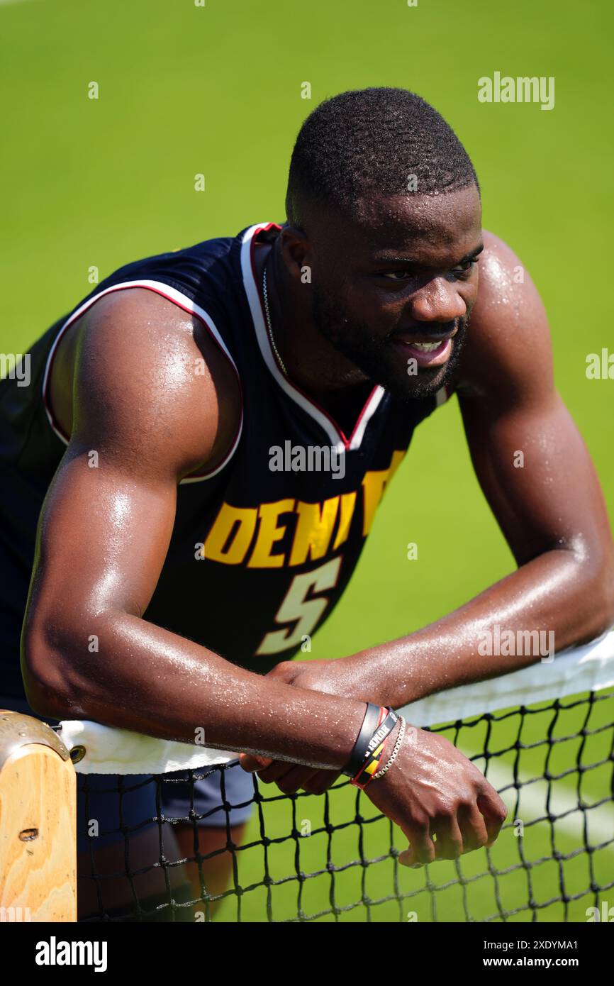 Frances Tiafoe during training session with Novak Djokovic (not ...