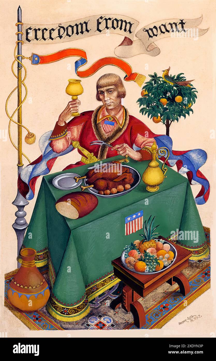 SZYK Arthur - Freedom from Want 1942 Vintage illustrated print poster ...