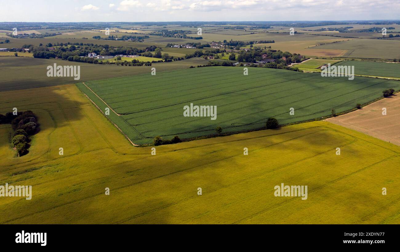 Aerial view looking across Coldblow Farm, towards, Ripple Stock Photo ...