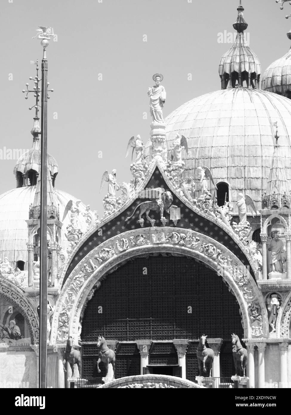 Venice, Italy - June 30th 20220 Black and white architectural detail of ...