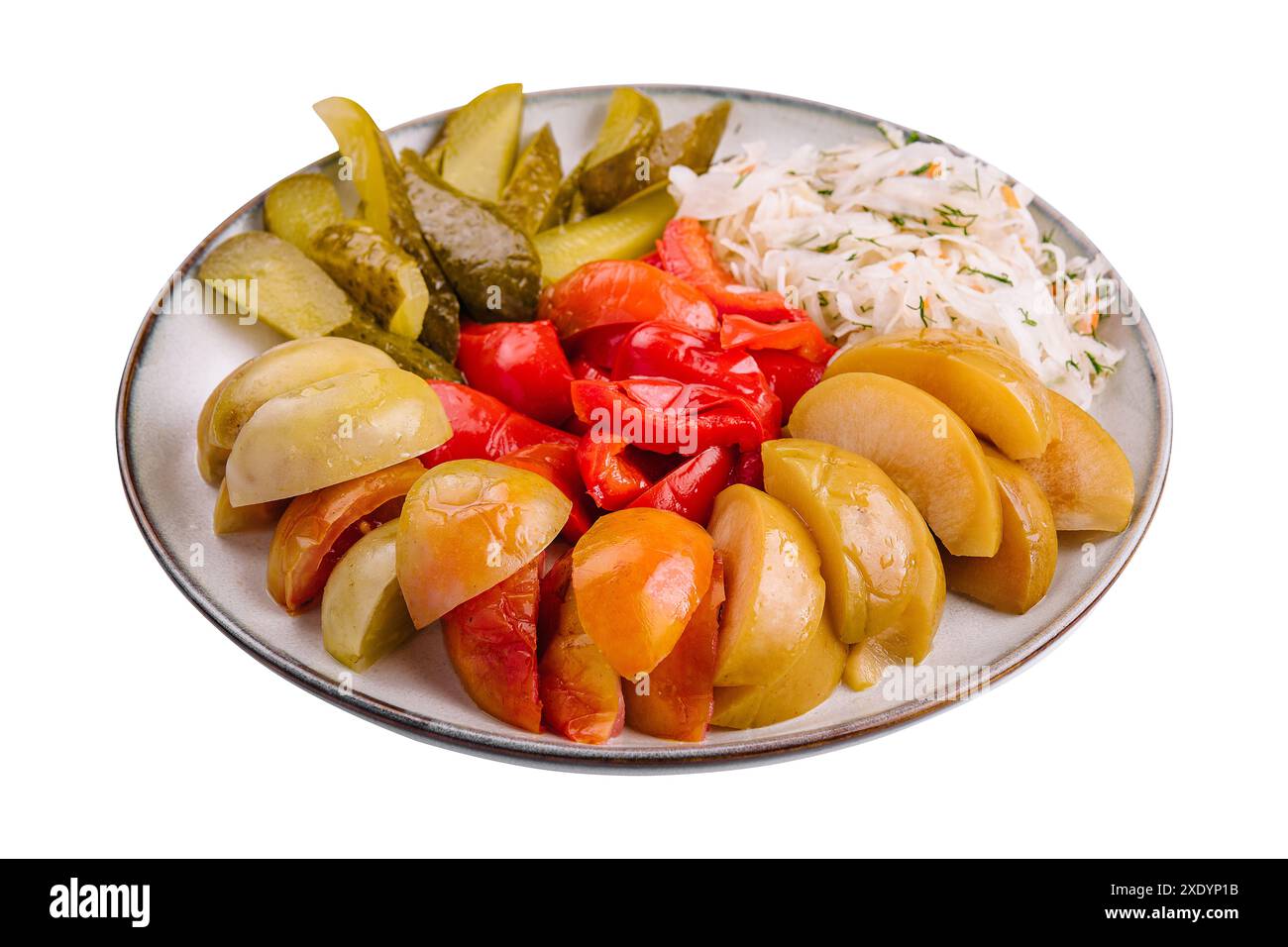 mixed pickles on a white plate Stock Photo - Alamy