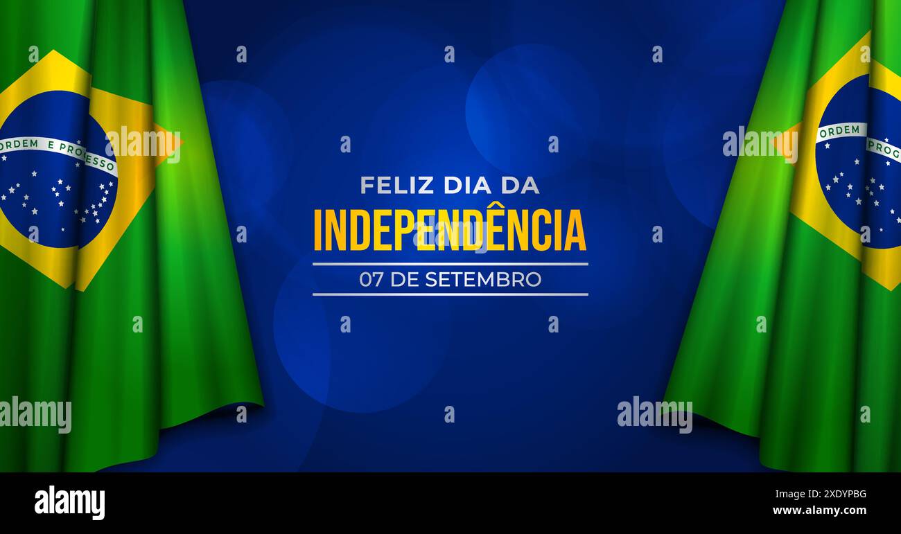 Brazil Independence day, with Brazil Silk Flag Gently Folded vector ...