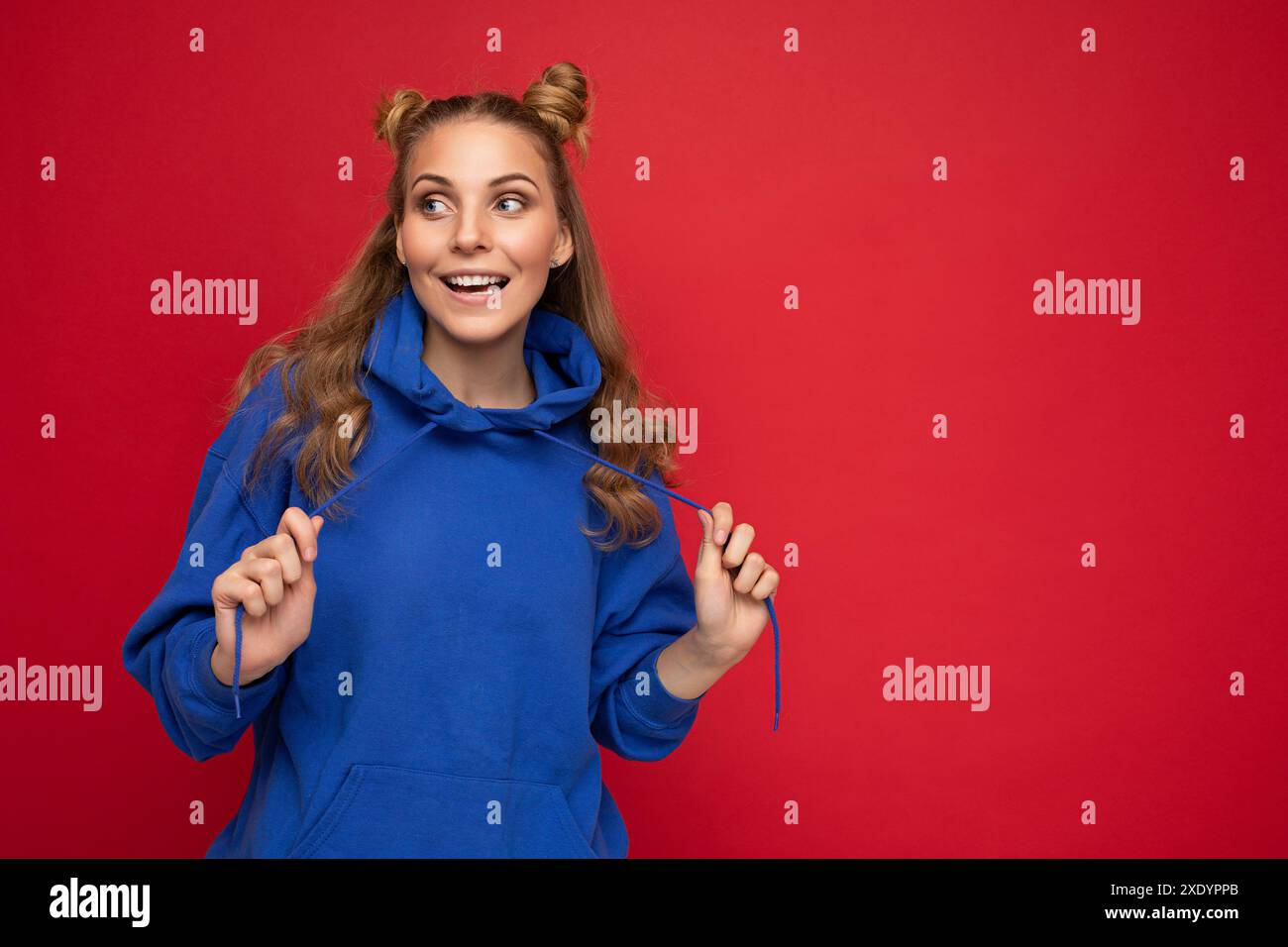 Photo of young charming beautiful attractive happy smiling delightful ...