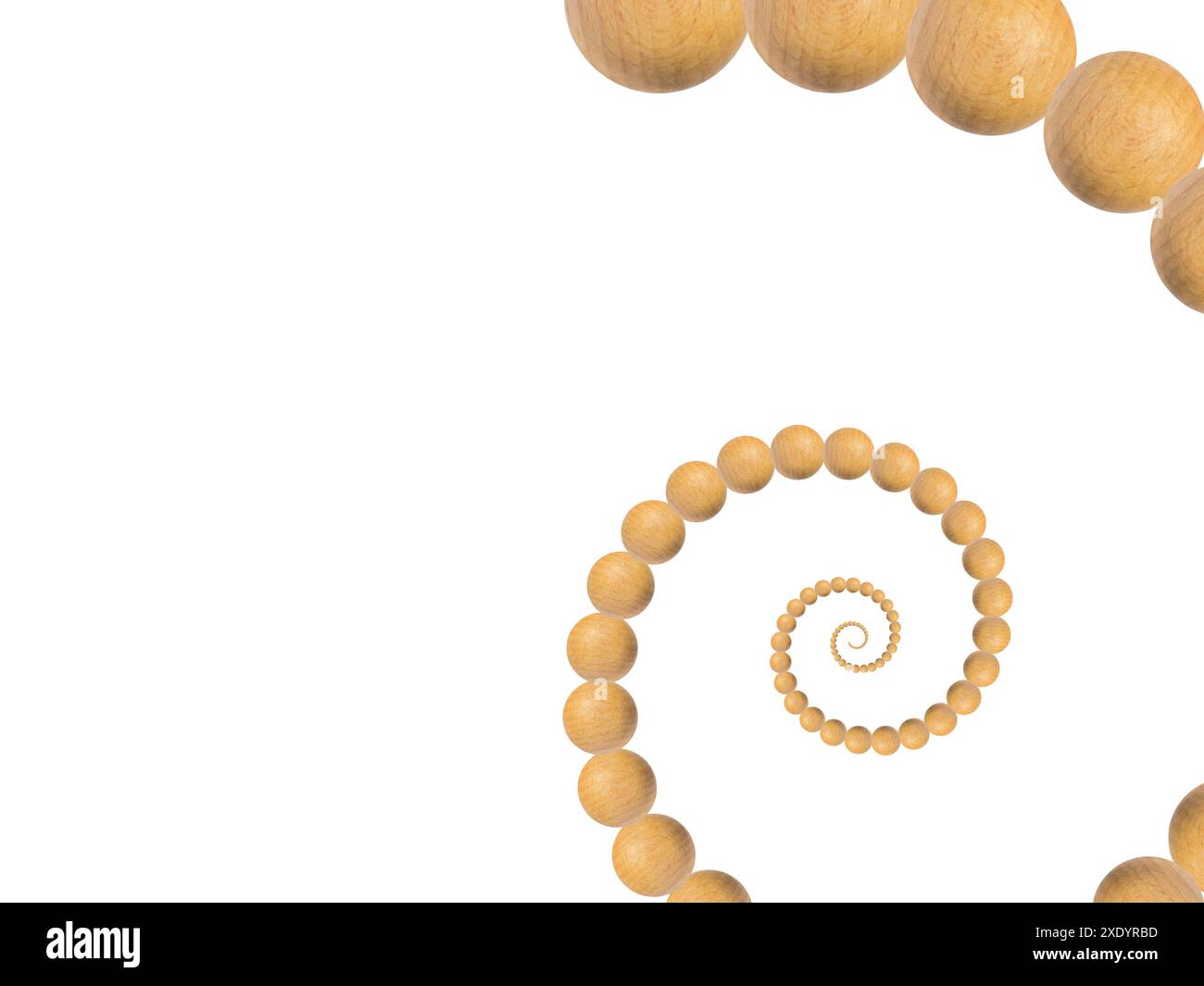 abstract decorative backdrop: detail of spiral made of wooden beads on ...