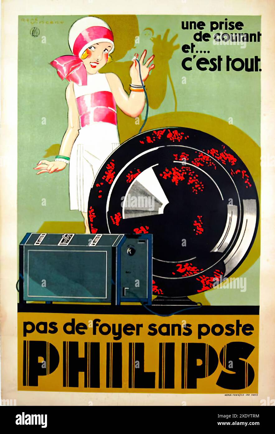 VINCENT René - Ad for Philips 1928 - Vintage illustrated print poster Stock Photo - Alamy