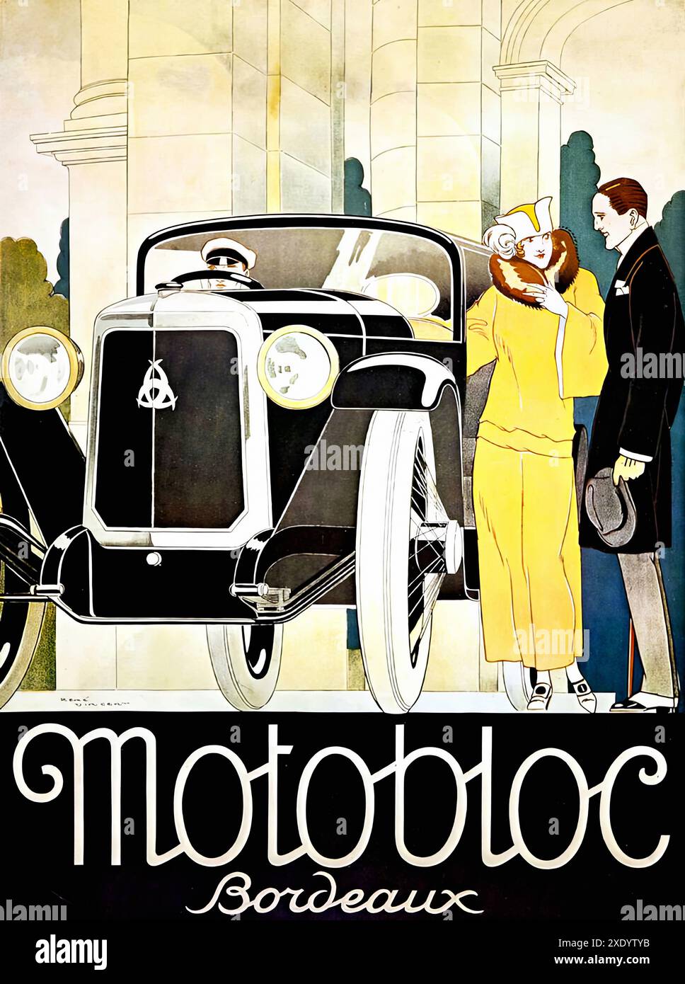 VINCENT René - Motobloc Bordeaux 1928 - Vintage illustrated print poster Stock Photo - Alamy
