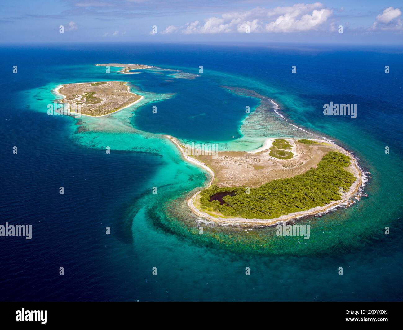 Aerial view of Los Roques archipelago (islands), a National Park of ...