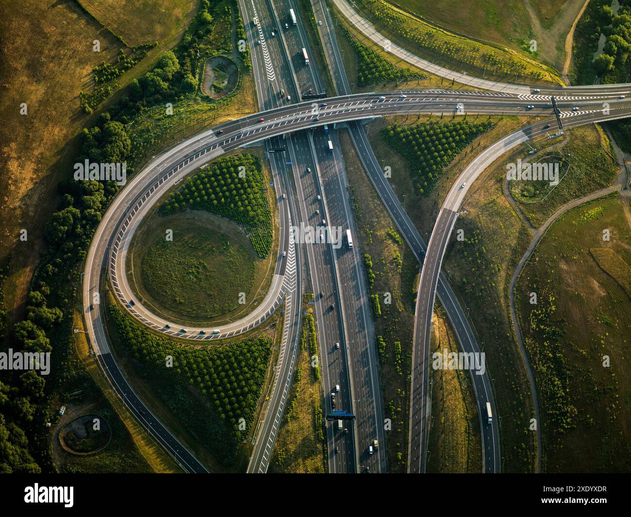 Aerial view of M25 junction, A3044 turn off, just west of Heathrow ...
