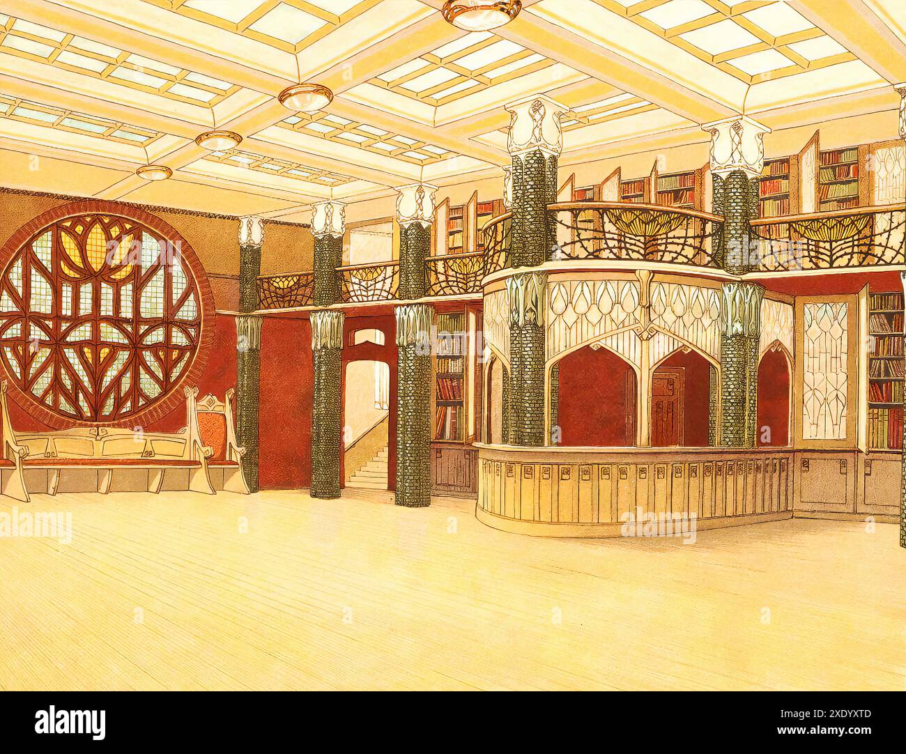 WILSON Patten - Design for Public Library Reading Room 1903 - Vintage ...