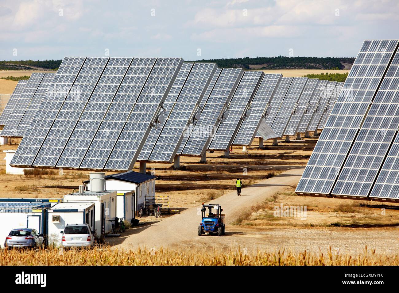 Solar panels, photovoltaics, solar power plant, Villafranca, Navarre ...