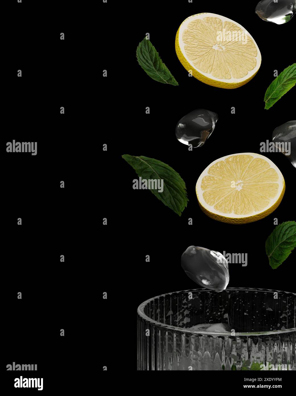 Orange lemon slices falling water hi-res stock photography and images ...