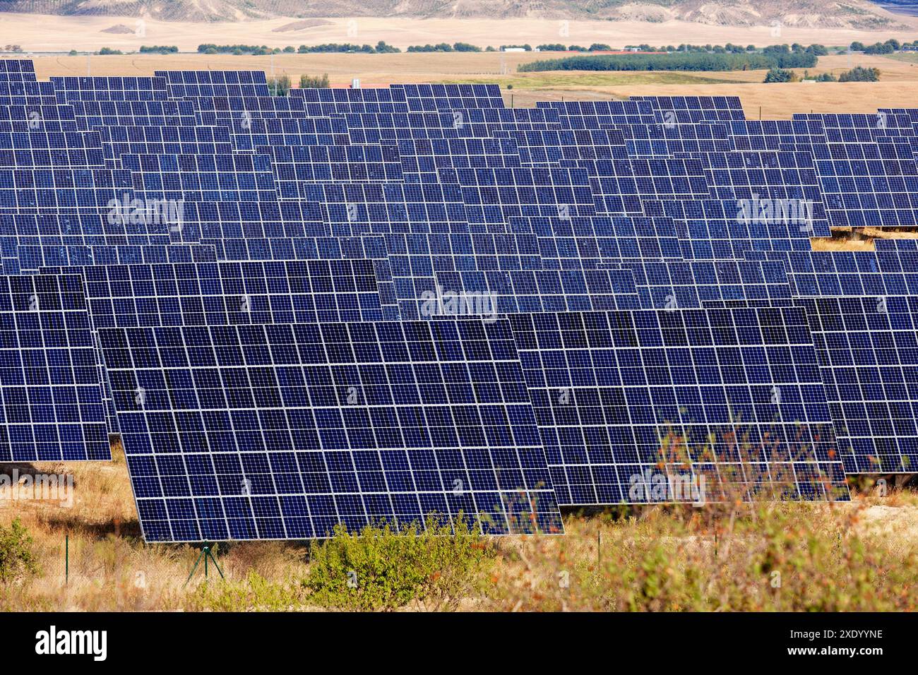 Solar panels, photovoltaics, solar power plant, Milagro, Navarre, Spain ...