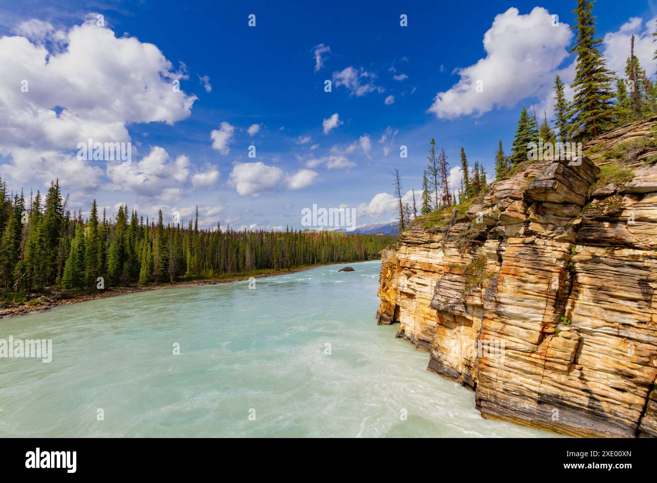 Turquoise waters Athabasca River near Athabasca Falls, Jasper National ...