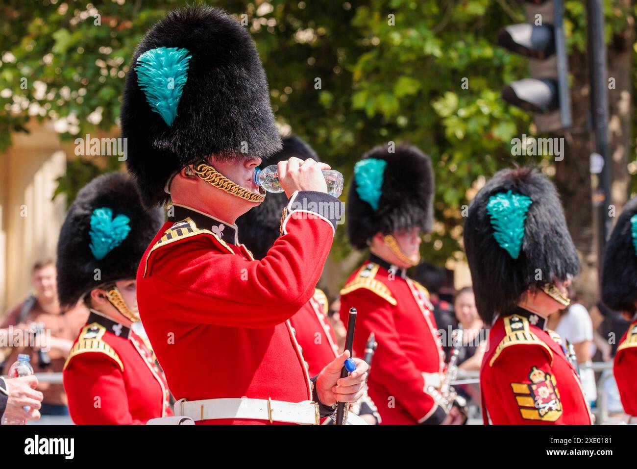 The Mall, London, UK. 25th June 2024. Band of the Irish Guards receive ...