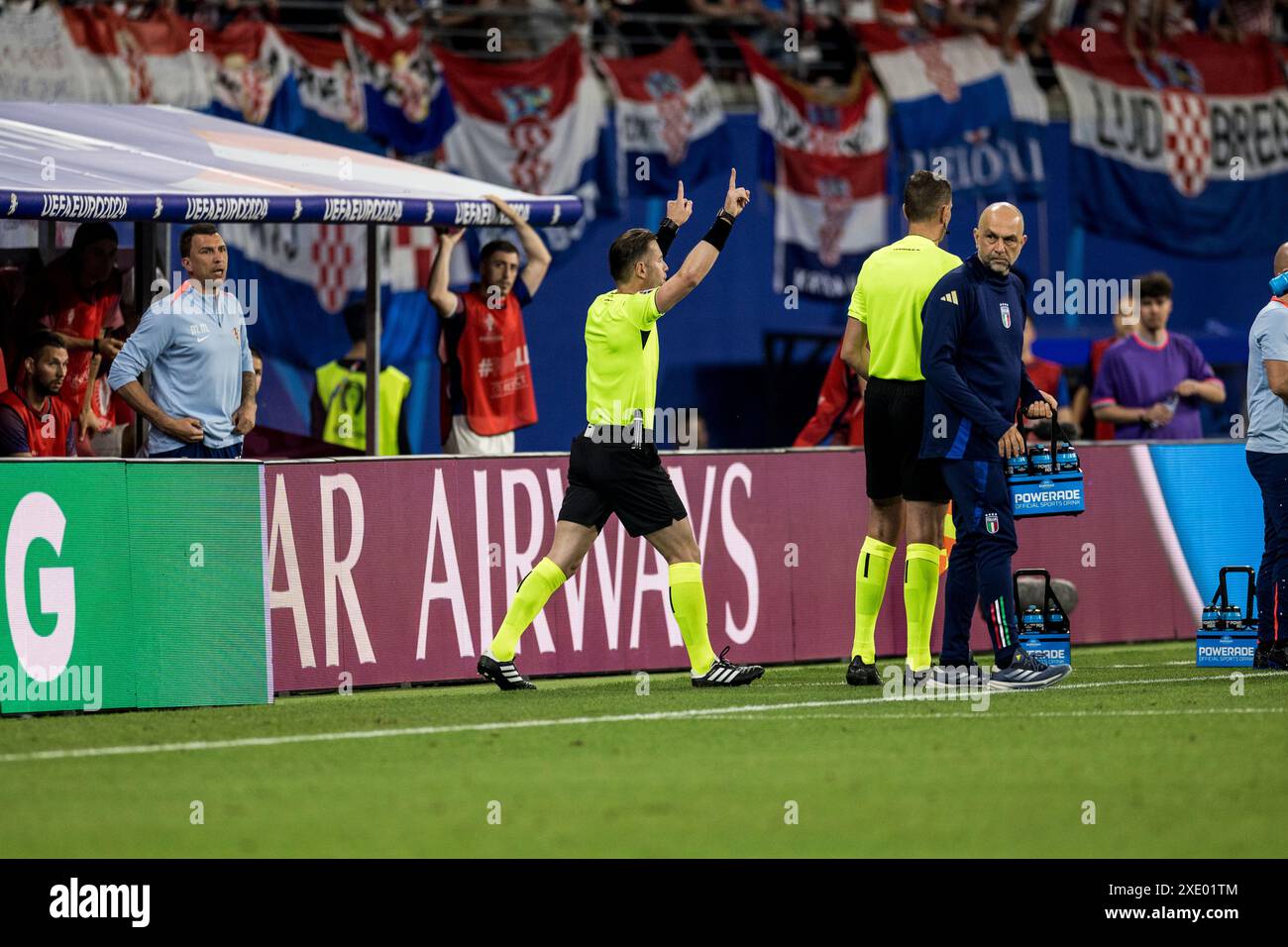 Leipzig, Germany. 24th, June 2024. Referee Danny Makkelie checks the ...
