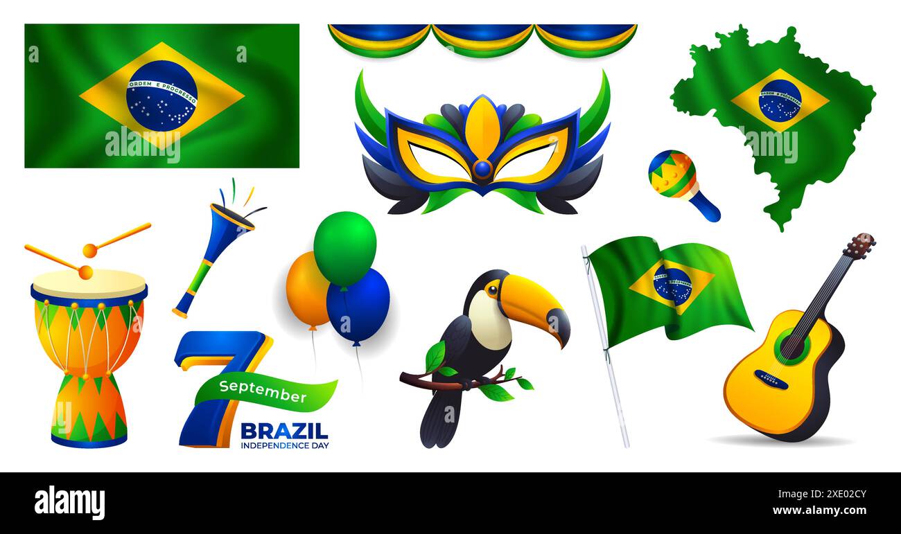 Brazilian elements collection for Brazil independence day celebration ...
