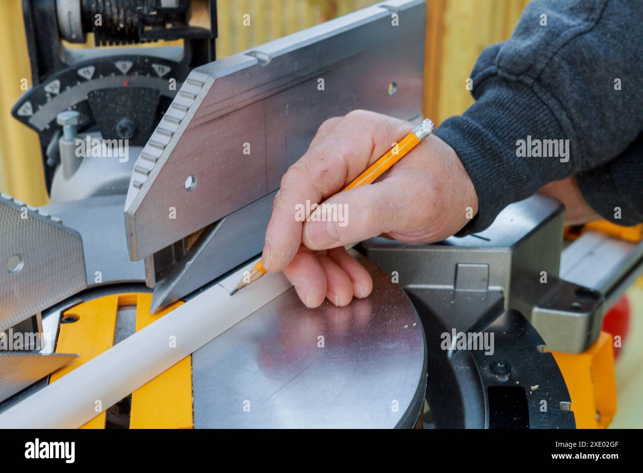 Cutting wooden moldings on circular saw before installing them is form of using circular saw by ...