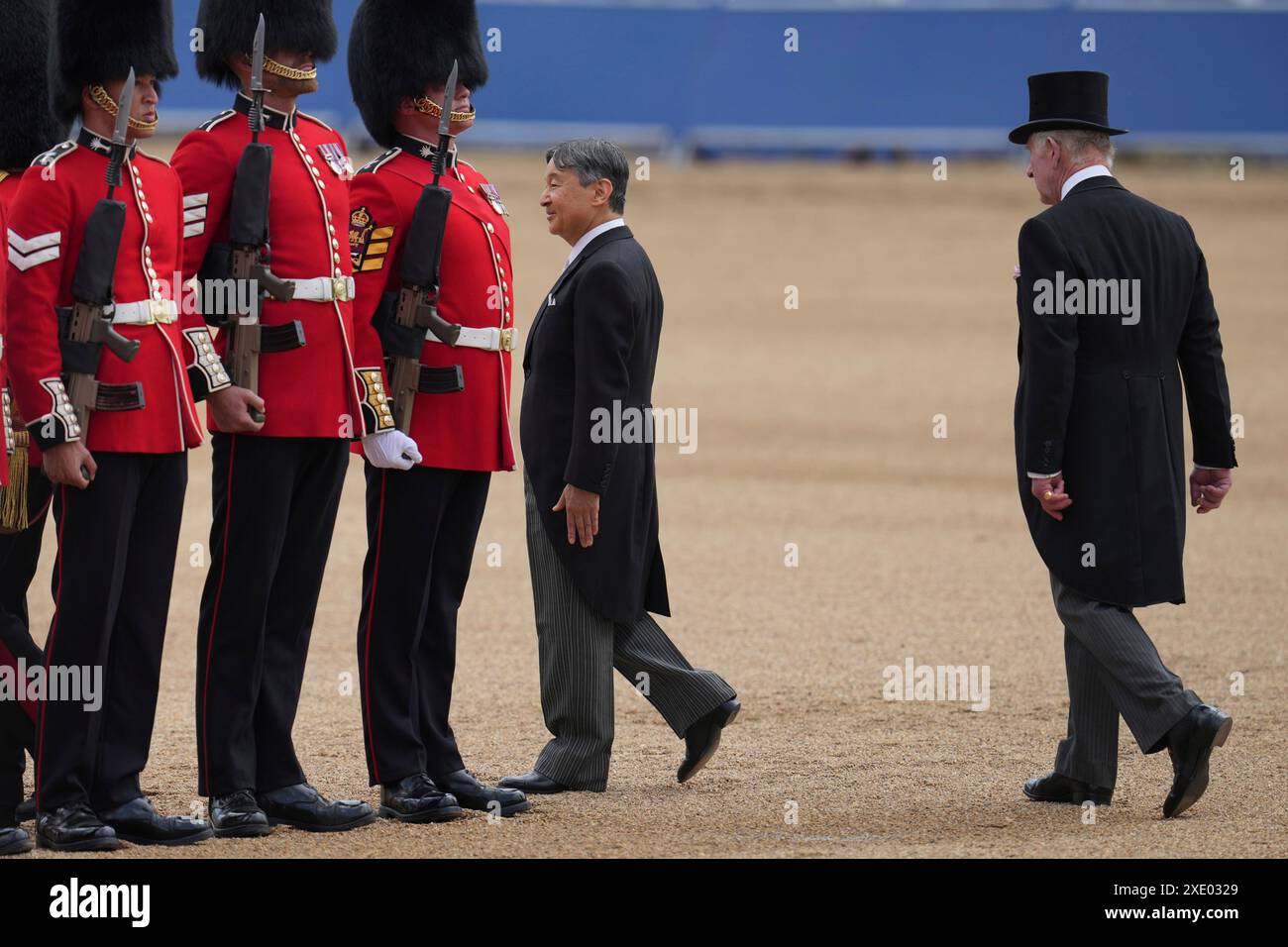 King Charles III (right) and Emperor Naruhito inspecting the Guard of ...