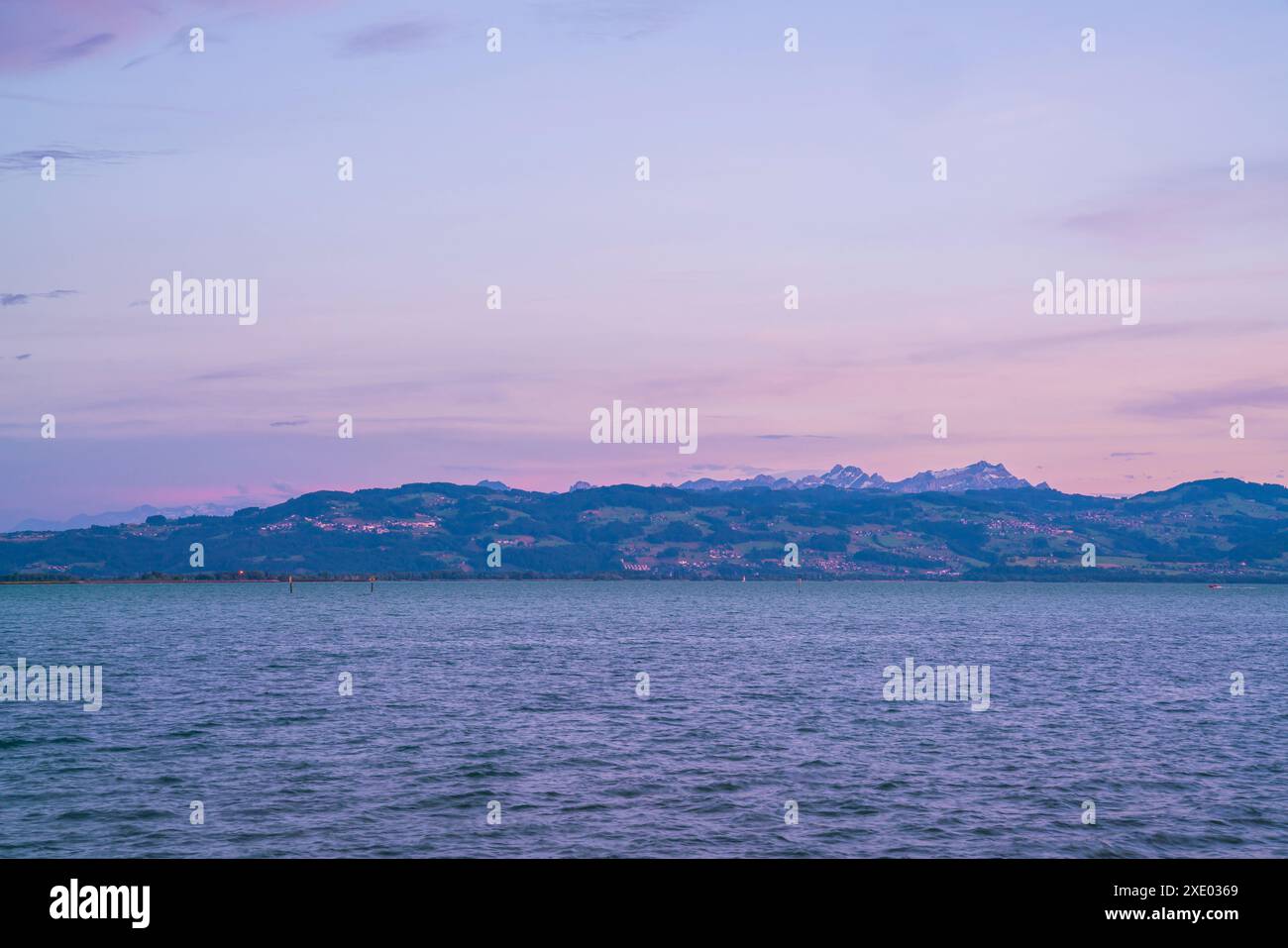 Germany, Bodensee lake water nature landscape panorama view to swiss ...